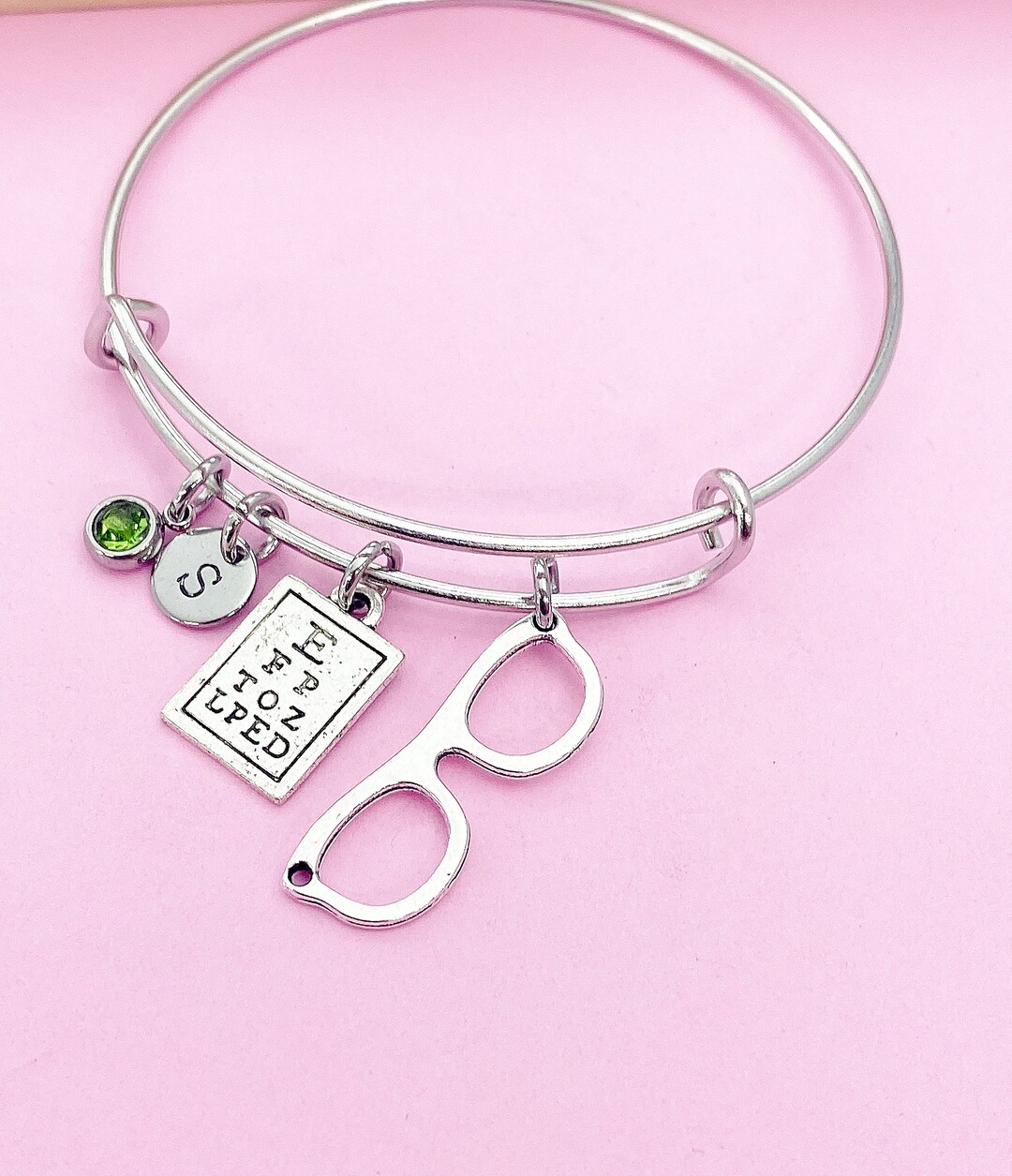 Silver Optometrist Bracelet Snellen Eye Chart Reading Eyeglasses Charm ...