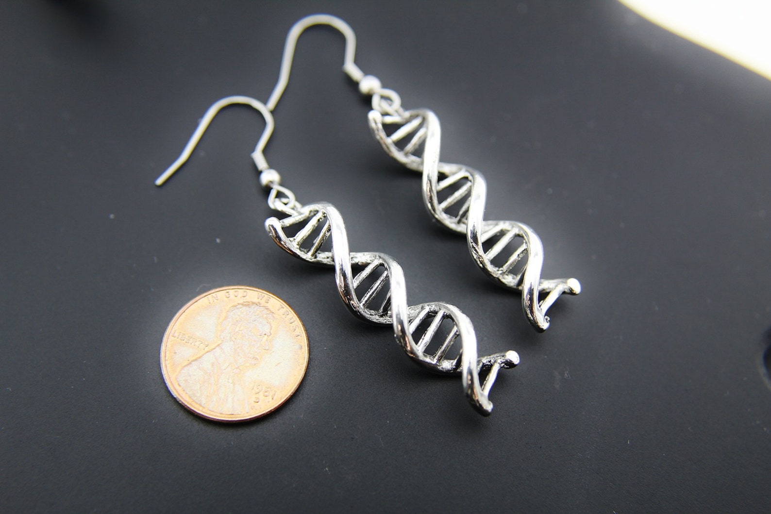 Silver DNA Charm Dangle Earrings DNA Charm DNA Earrings - Etsy