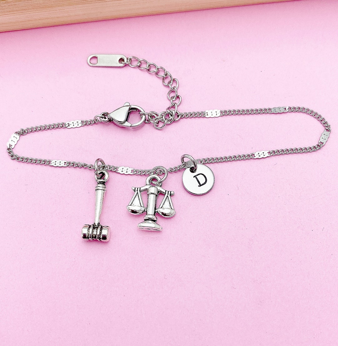 Silver Lawyer Bracelet Justice Scale Gavel Charm, Libra Charm, Lawyer ...