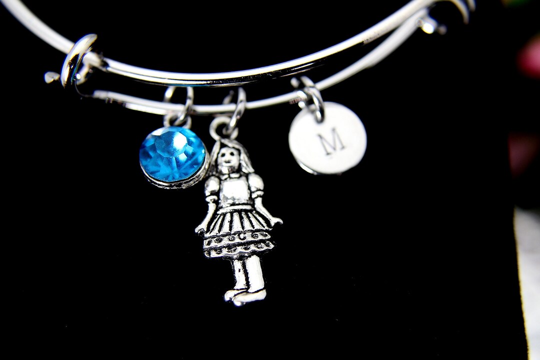 Girl Bracelet Silver Girl Charm Bracelet Girl Charm Bangle - Etsy