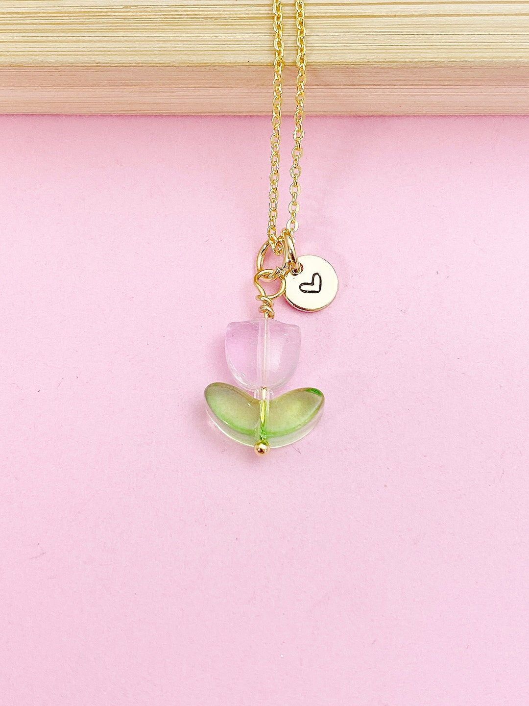 Gold Pink Tulip Necklace, Tulip Charm, Gardening Gifts, Personized ...