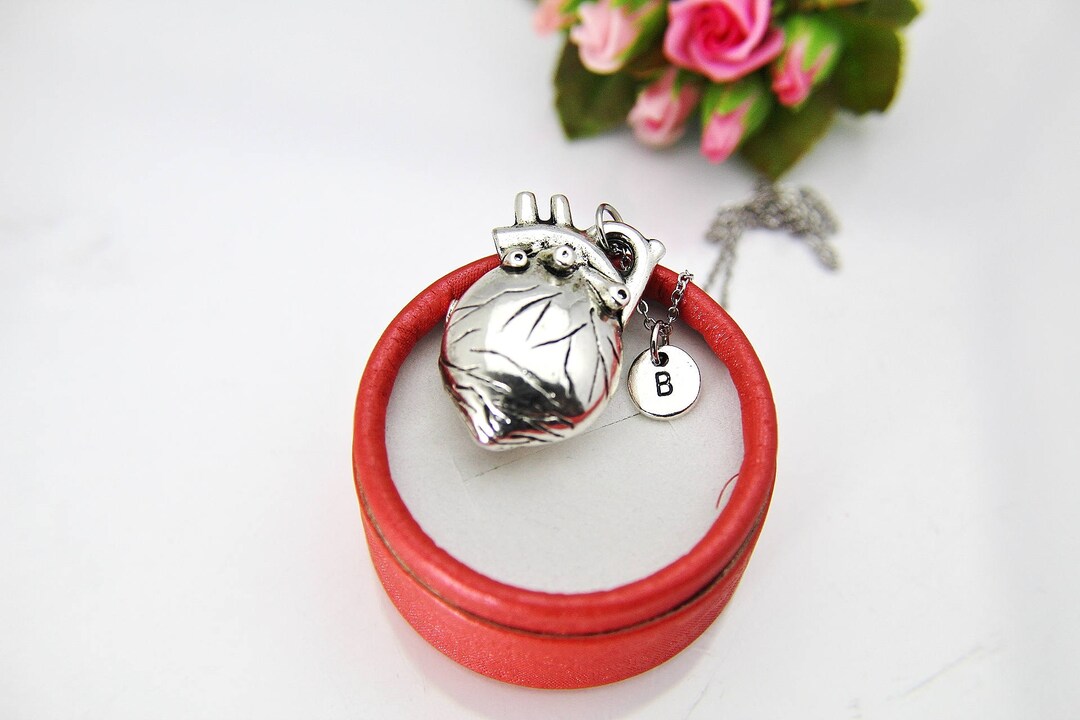 Human Heart Necklace, Anatomical Heart Charm, Human Organ Charm, Gothic ...