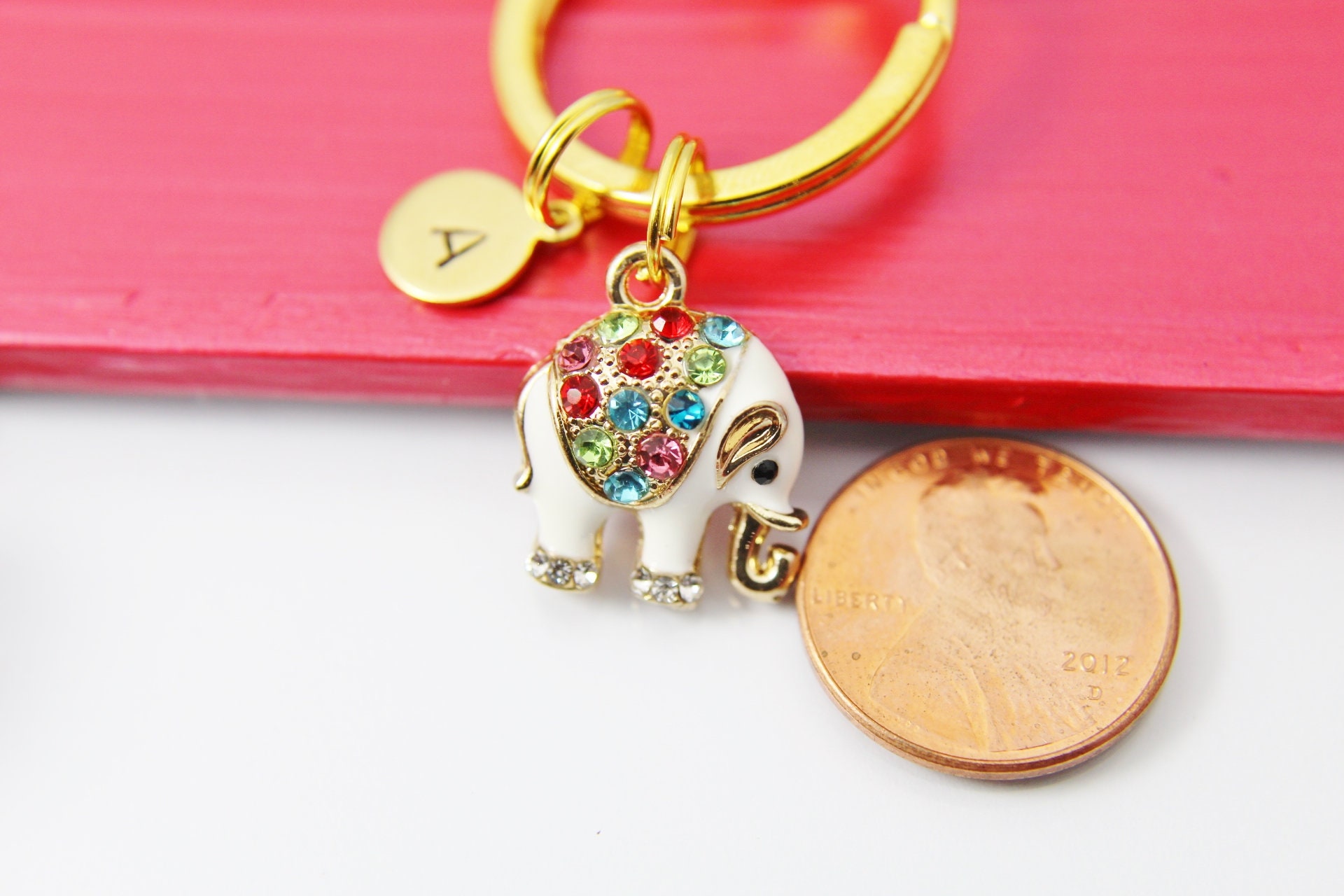 Gold Elephant Charm Keychain Gold Elephant Charm Animal - Etsy