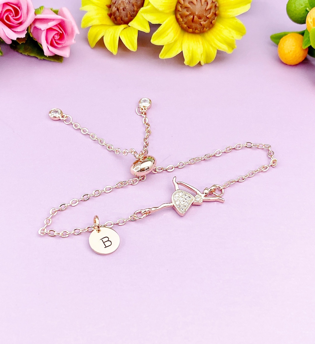Rose Gold Ballet Bracelet Ballet Dance Charm, Personalized Customized ...
