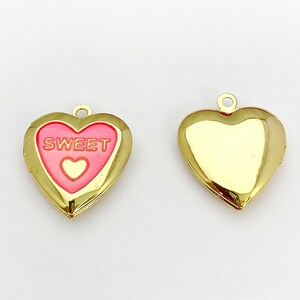 Gold Sweet Pink Heart Locket Charm Necklace Birthday Teen Girl Gifts ...