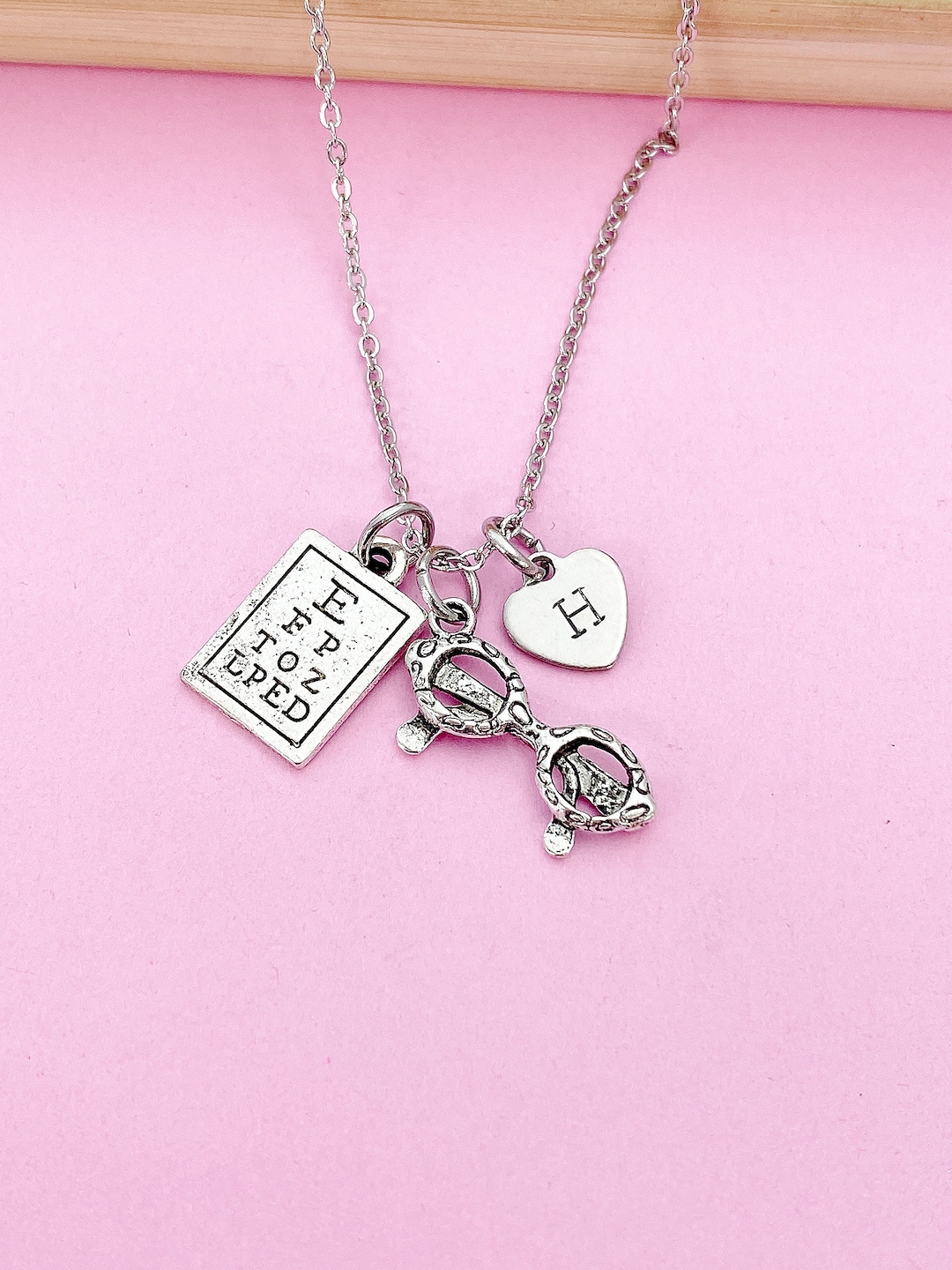 Optometrist Necklace, Eye Chart Eyeglasses Charm Necklace, Glasses ...