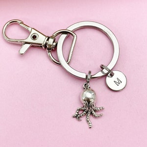Silver Octopus Charm Keychain, Octopus Charm, Personalized Gift, N1312 ...
