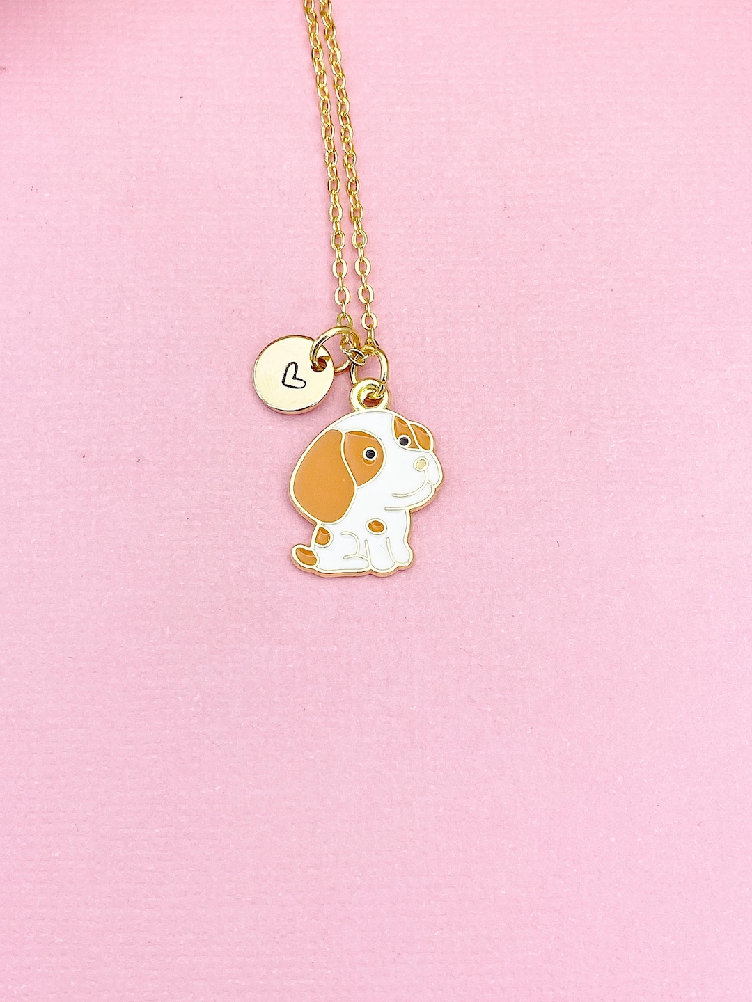 Gold Dog Pendant Necklace, Enamel Puppy Charm, Dog Lover Gift - Etsy