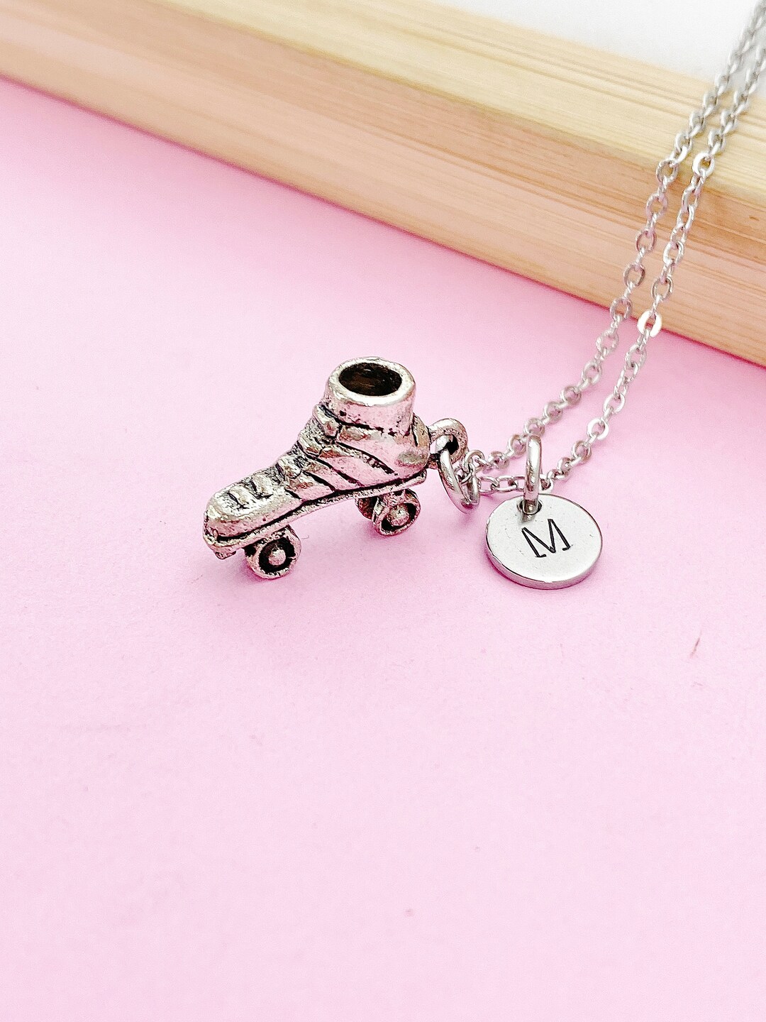 Silver Roller Skate Charm Necklace Customize Personalized Gift, N791 - Etsy