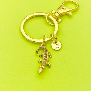 Gold or Silver Alligator Keychain, Finish Option, Personalized ...