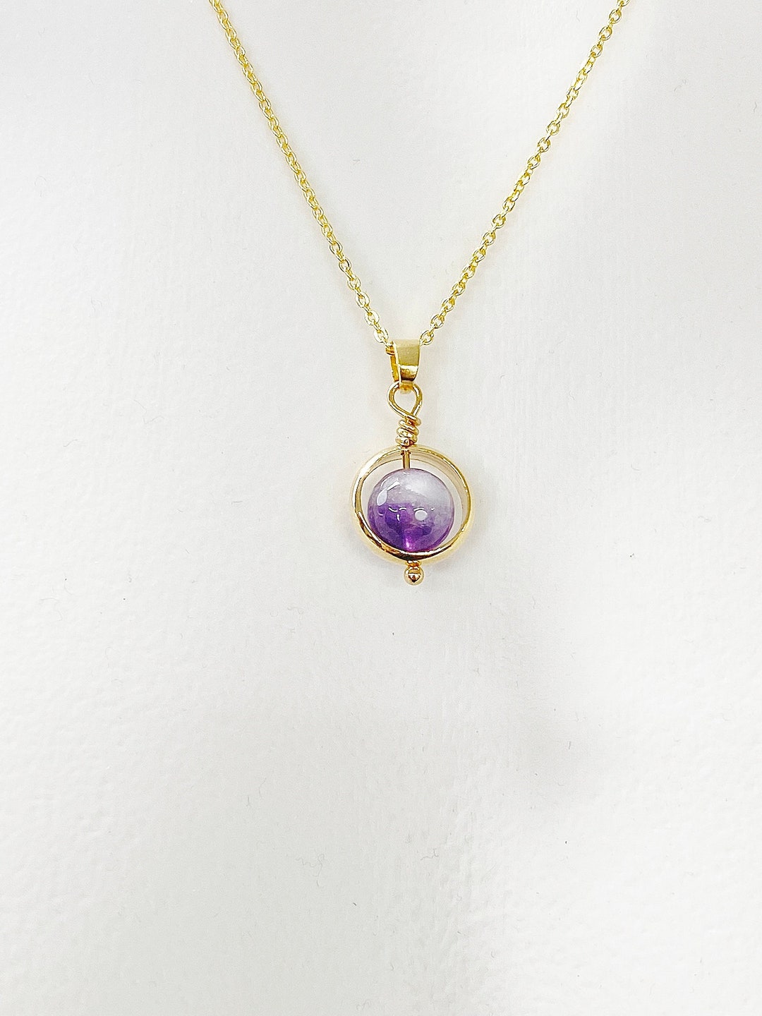 Amethyst Necklace, Gold Amethyst Necklace, Natural Gemstone Amethyst ...