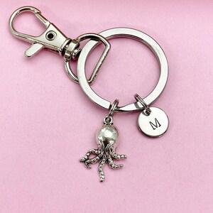 Silver Octopus Charm Keychain, Octopus Charm, Personalized Gift, N1312 ...