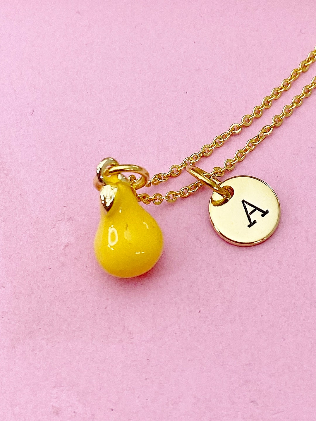 Gold Pear Charm Necklace, Sweet Yellow Pear Fruit Charm, N5714 - Etsy