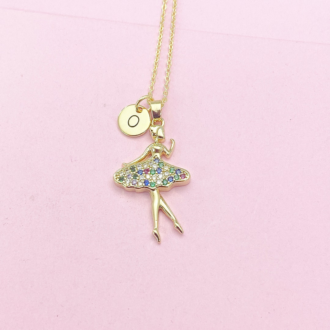 Gold or Silver Ballet Girl Dance Necklace, N582A - Etsy