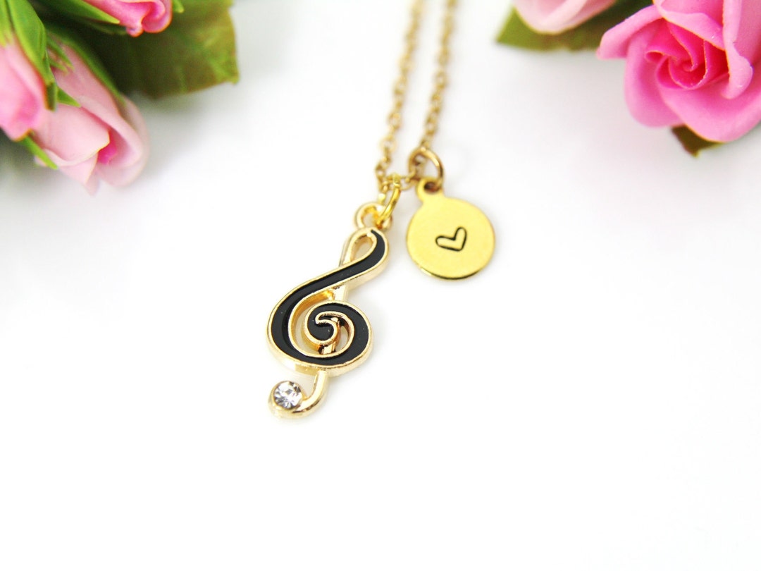Gold Music Note Charm Necklace, Music Gift, Orchestras Necklace ...