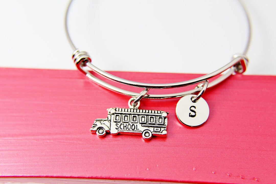 School Bus Bracelet Personalized Initial Gift N4548 - Etsy