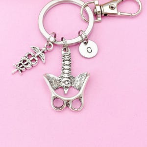 Silver Anatomy Pelvis Bone Caduceus Charm Keychain, Doctor Nurse ...