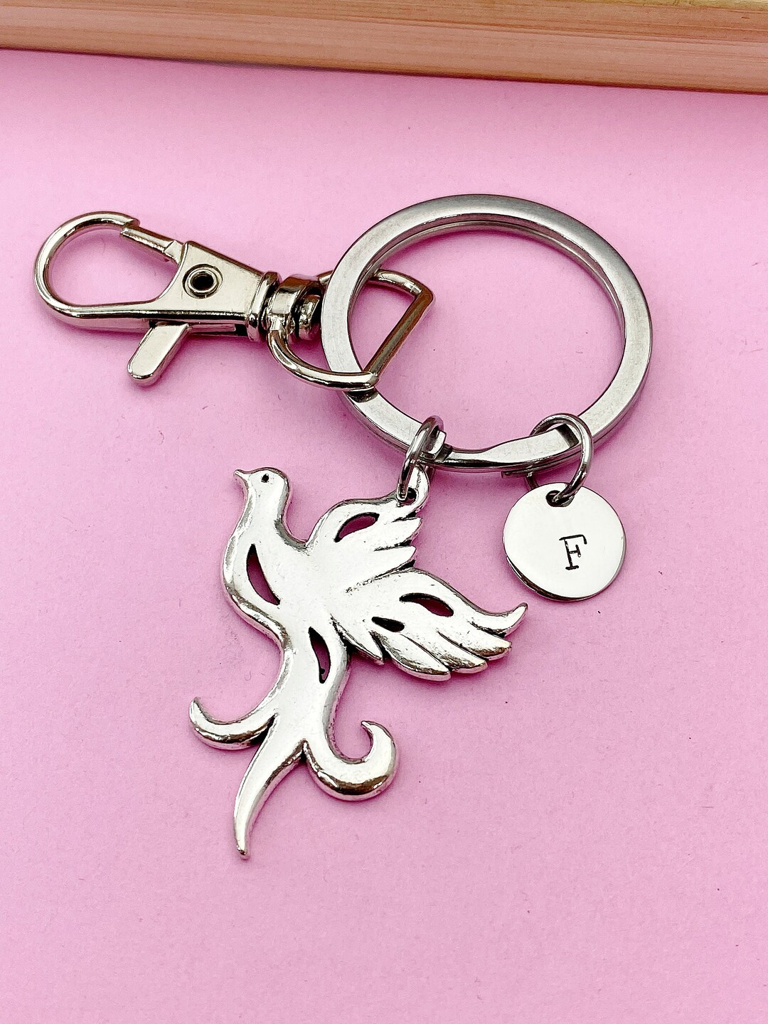 Silver Phoenix Charm Keychain, Phoenix Bird Jewelry Gift, N5746 - Etsy