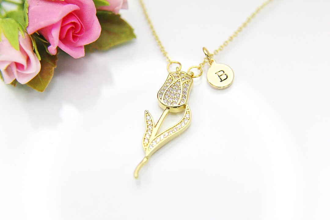 Gold Tulip Charm Necklace Birthday Gifts, Personalized Gifts, N3459 - Etsy