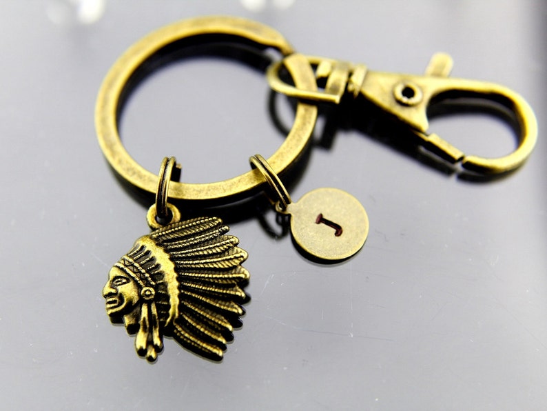 Bronze Indian Head Pendant Keychain Indian Head Charm | Etsy