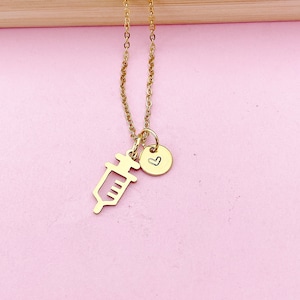 Gold Medical Injection Syringe Charm Necklace Best Christmas Gifts for ...