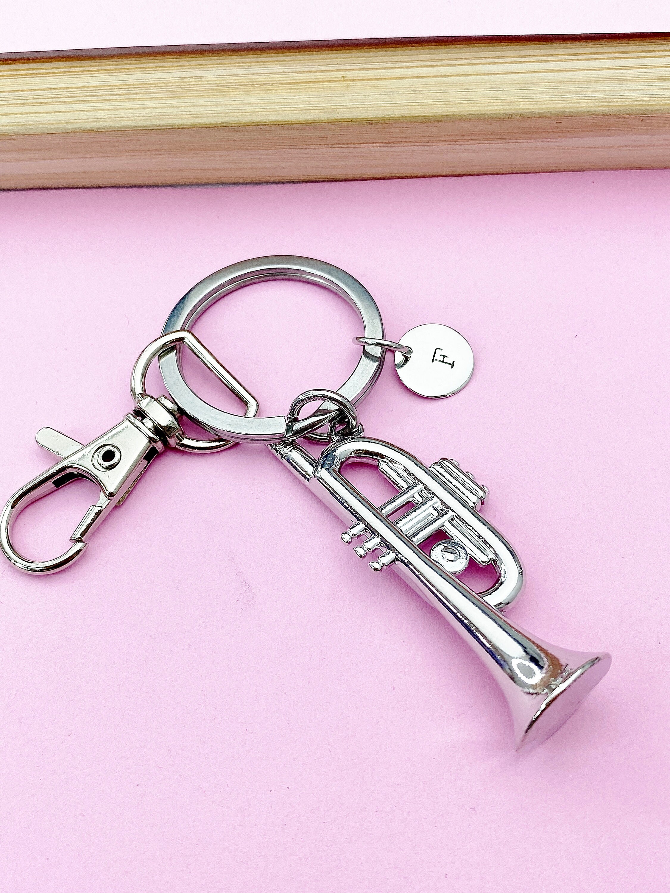 Silver Trumpet Charm Keychain, N5701 - Etsy