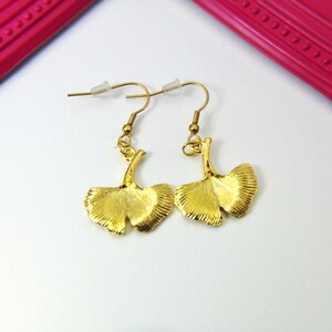 Gingko Earrings Gold Gingko Leaf Charm Dangle Earrings Gingko Leaf Charm Gingko Leaf Charm Drop ...