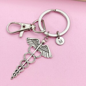 Silver Caduceus Charm Keychain Doctor Nurse Medical School Student Gift ...