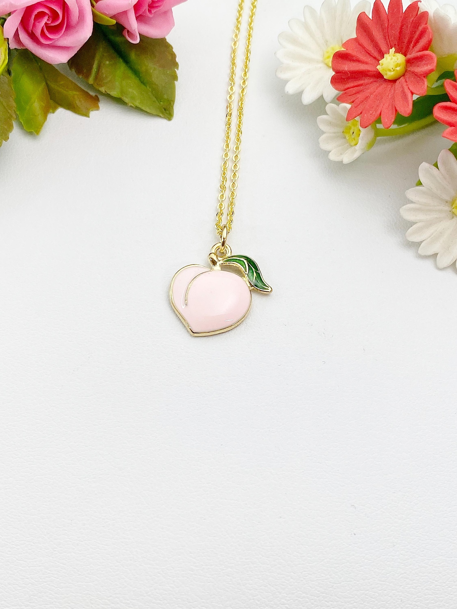 Gold Peach Charm Necklace, N1236H - Etsy