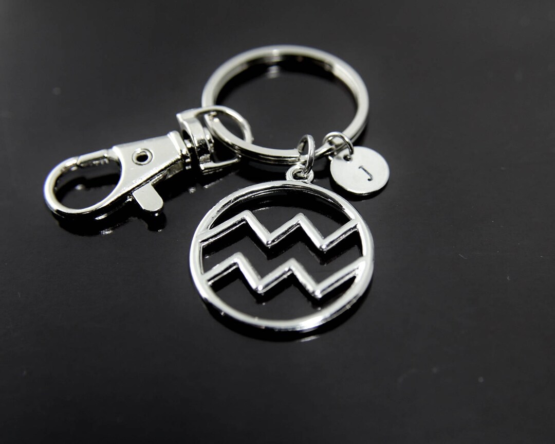 Silver Aquarius Charm Keychain Aquarius Keychain Aquarius - Etsy