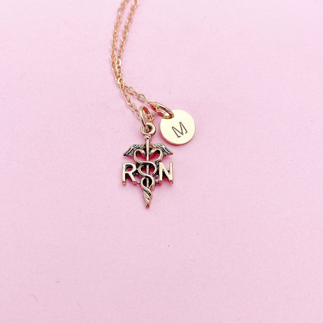 Registered Nurse RN Necklace in Rose Gold, N2678 - Etsy