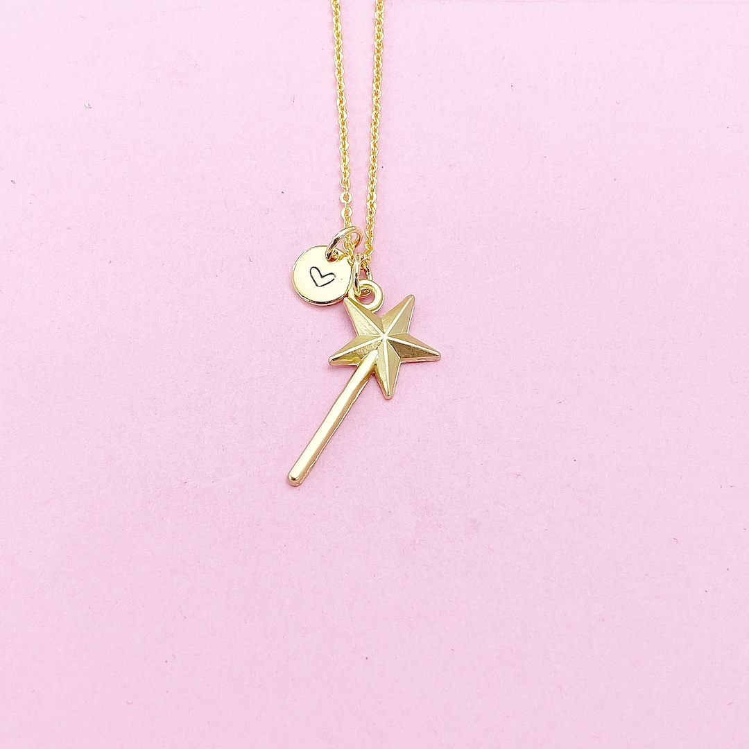 Gold Magic Wand Star Charm Necklace, AN2157 - Etsy