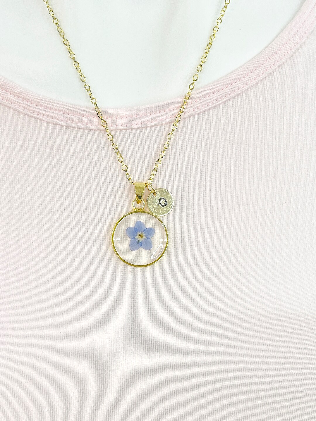 Gold Forget Me Not Charm Wish Necklace Valentine Birthday Gifts Ideas ...