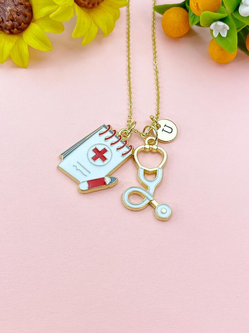 Medical Chart Stethoscope Charm Necklace – Medical Jewelry Gift for ...
