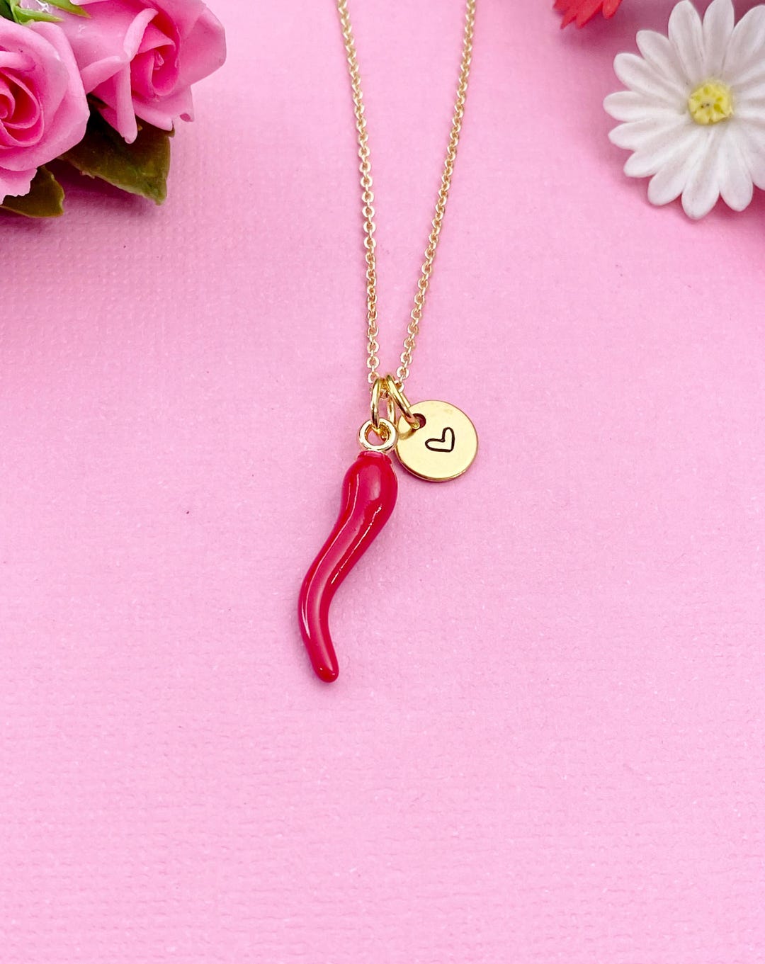 Gold Red Hot Chili Pepper Charm Necklace, Red Chili Charm, Red Pepper ...