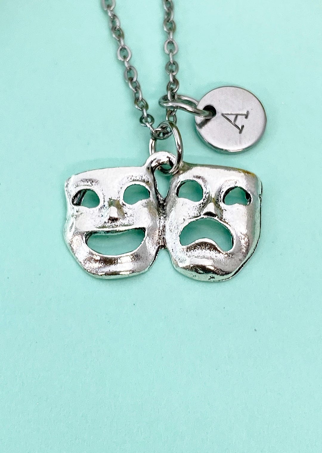 Smile Sad Face Comedy Tragedy Drama Mask Charm Necklace, School Music ...