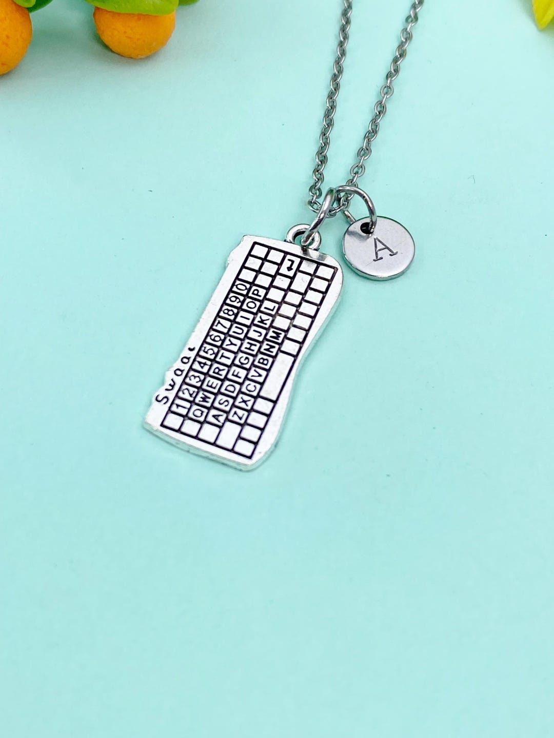 Silver Computer Keyboard Charm Necklace, N5804N - Etsy
