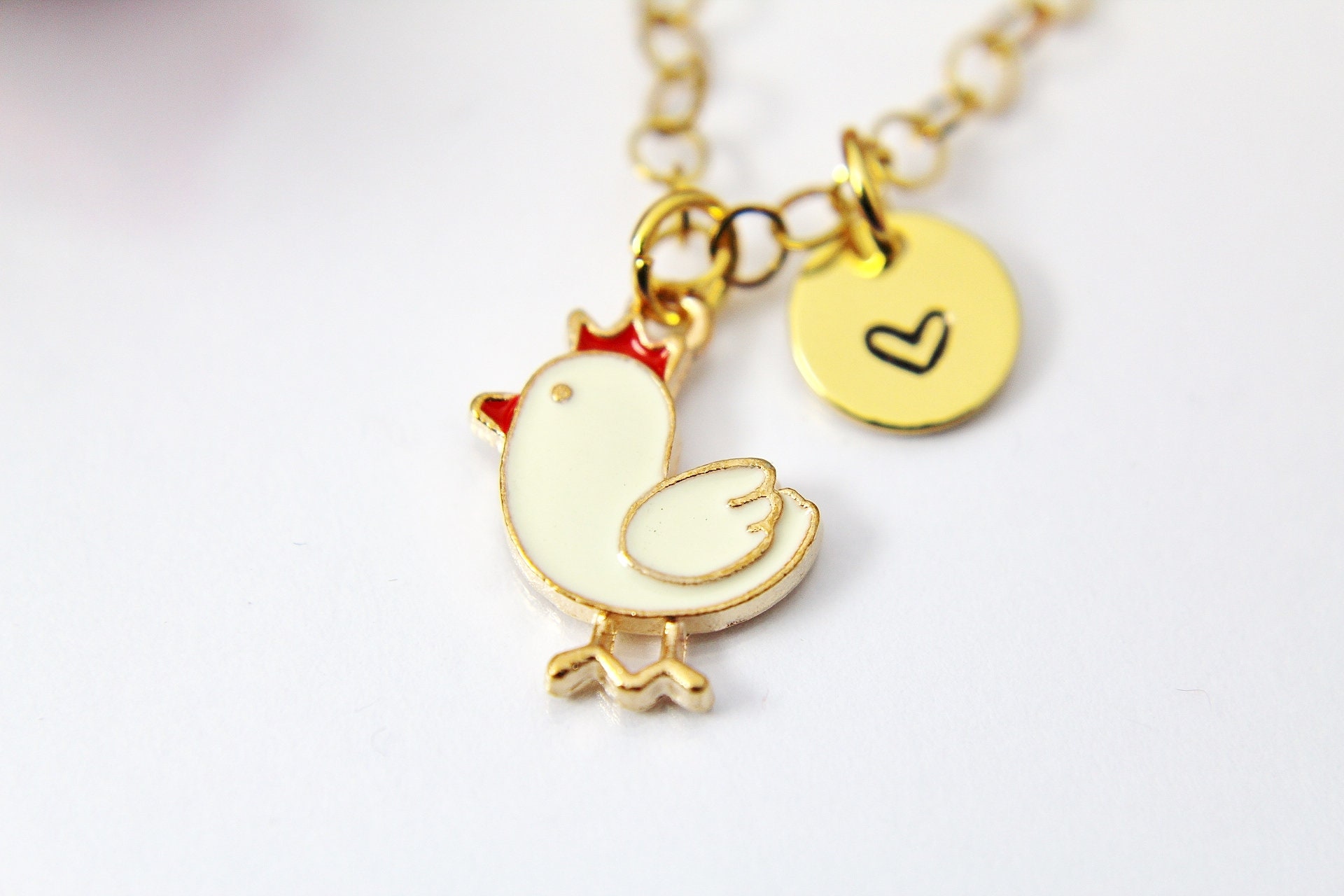 Chicken Necklace Gold Chicken Hen Charm Farm Animal Charm | Etsy