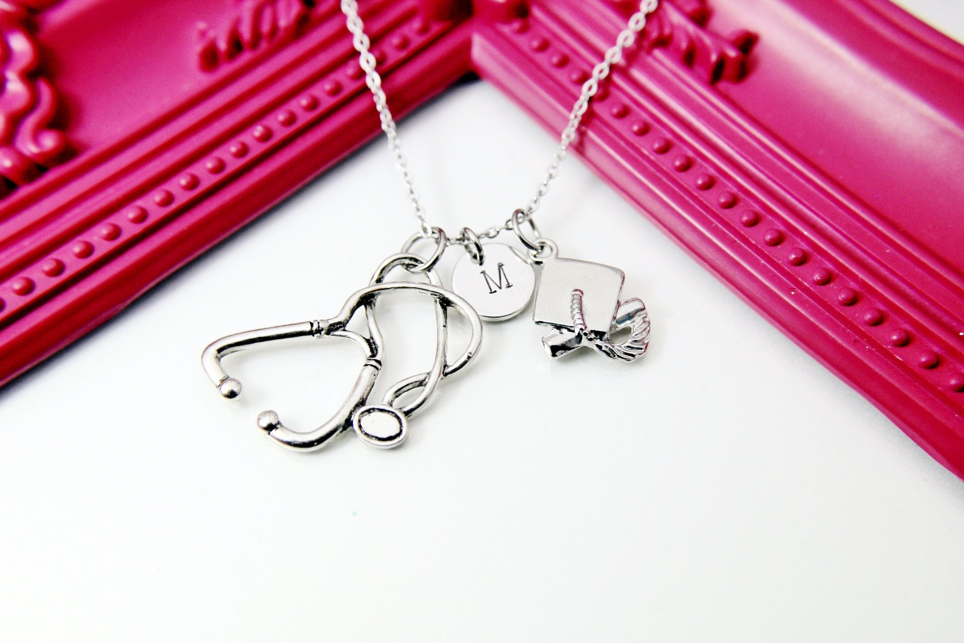 Stethoscope Necklace Silver Stethoscope Charm Necklace - Etsy