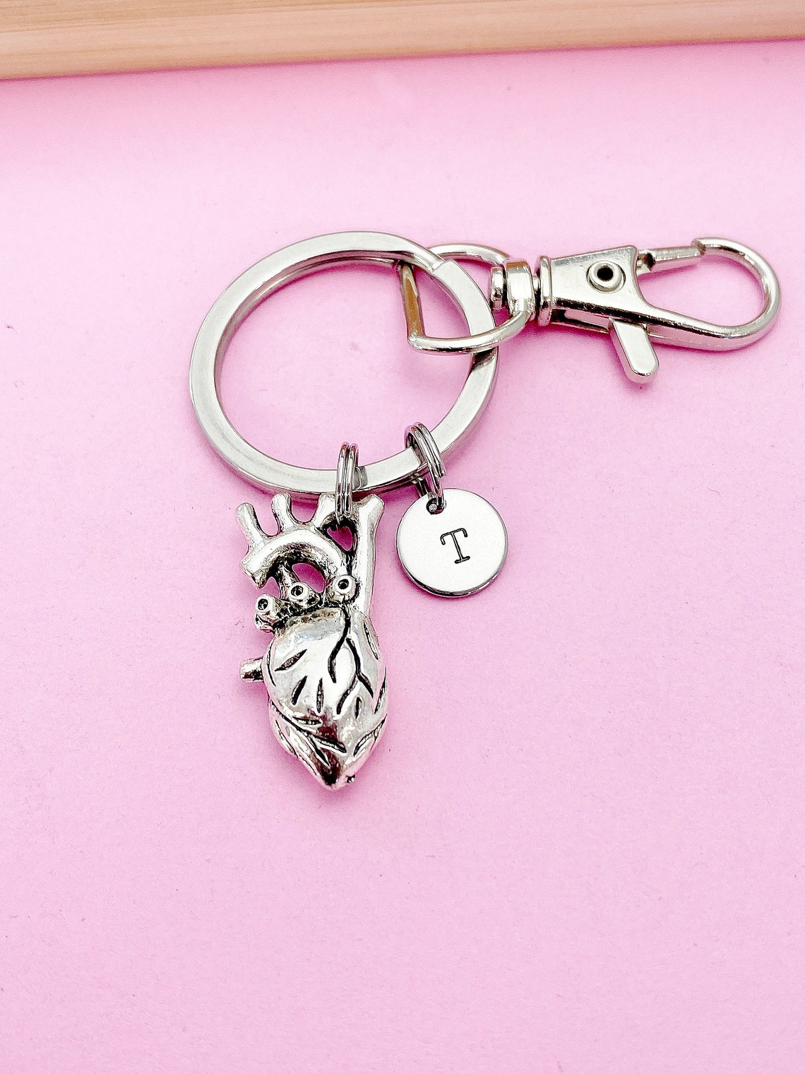 Silver Anatomy Heart Keychain, Lucky Charm, Doctor Nurse Gift ...