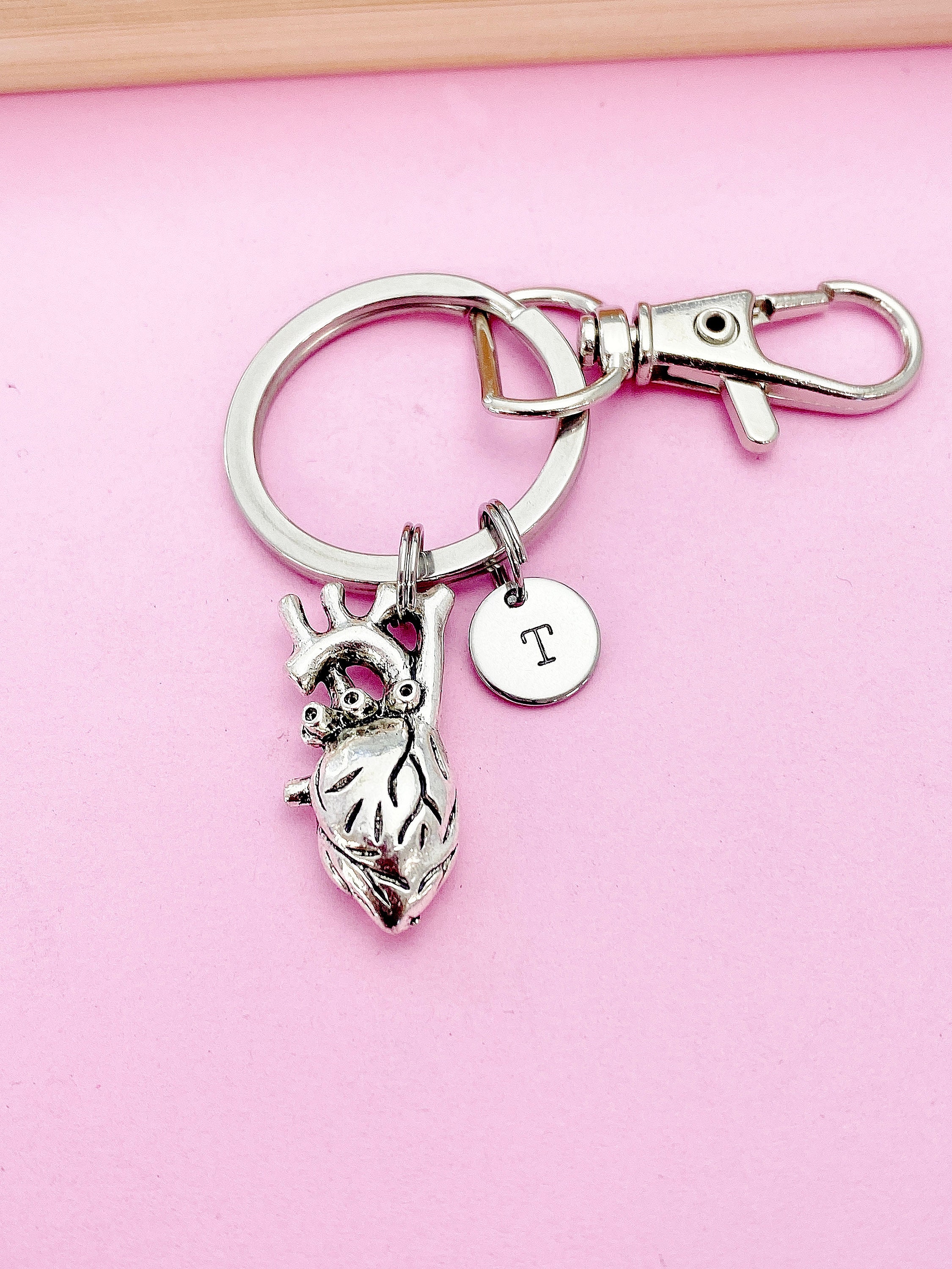 Silver Anatomy Heart Keychain, Lucky Charm, Doctor Nurse Gift ...
