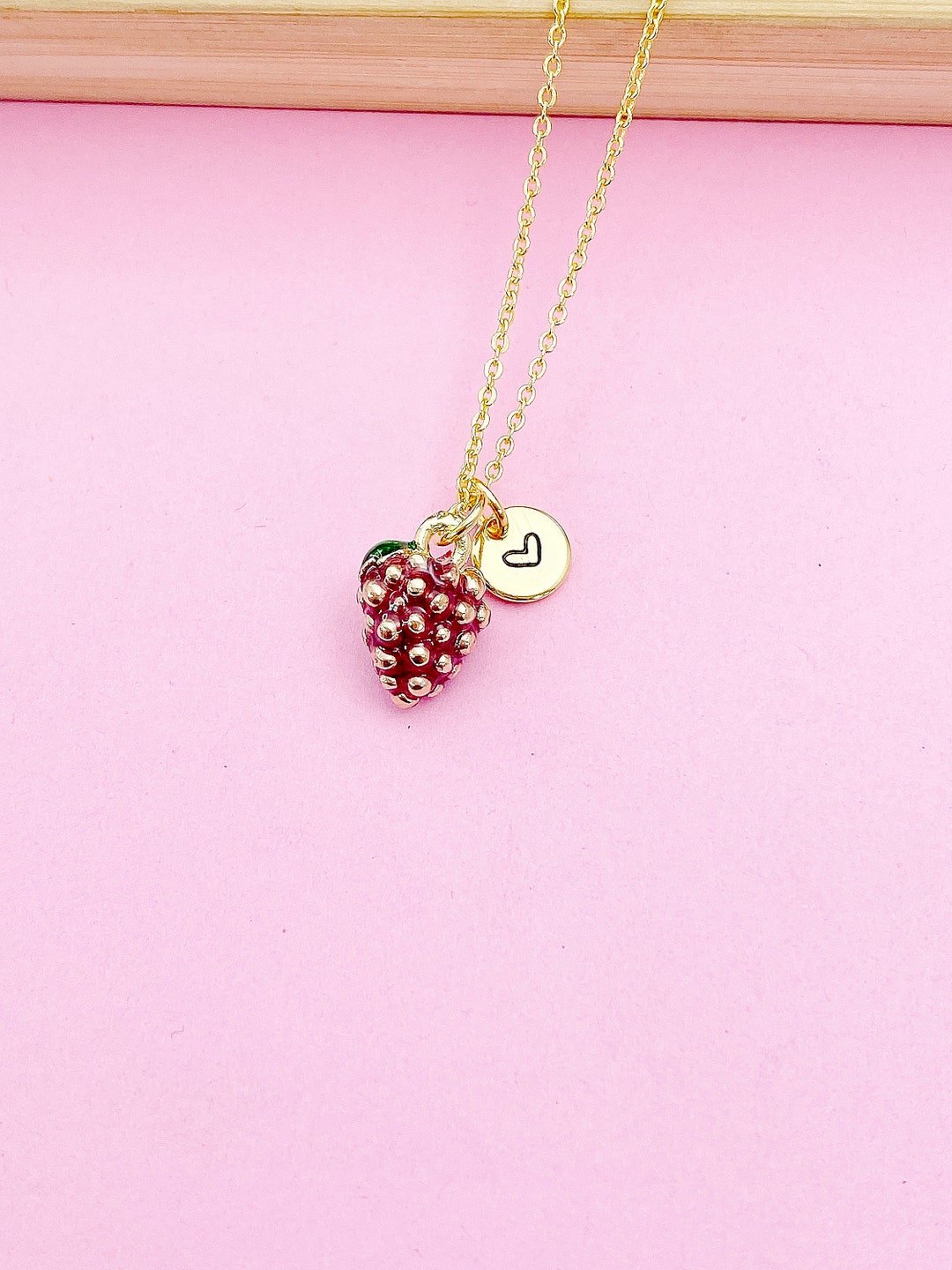 Gold Raspberry Charm Necklace Fruit Foodie Birthday Gifts Idea ...