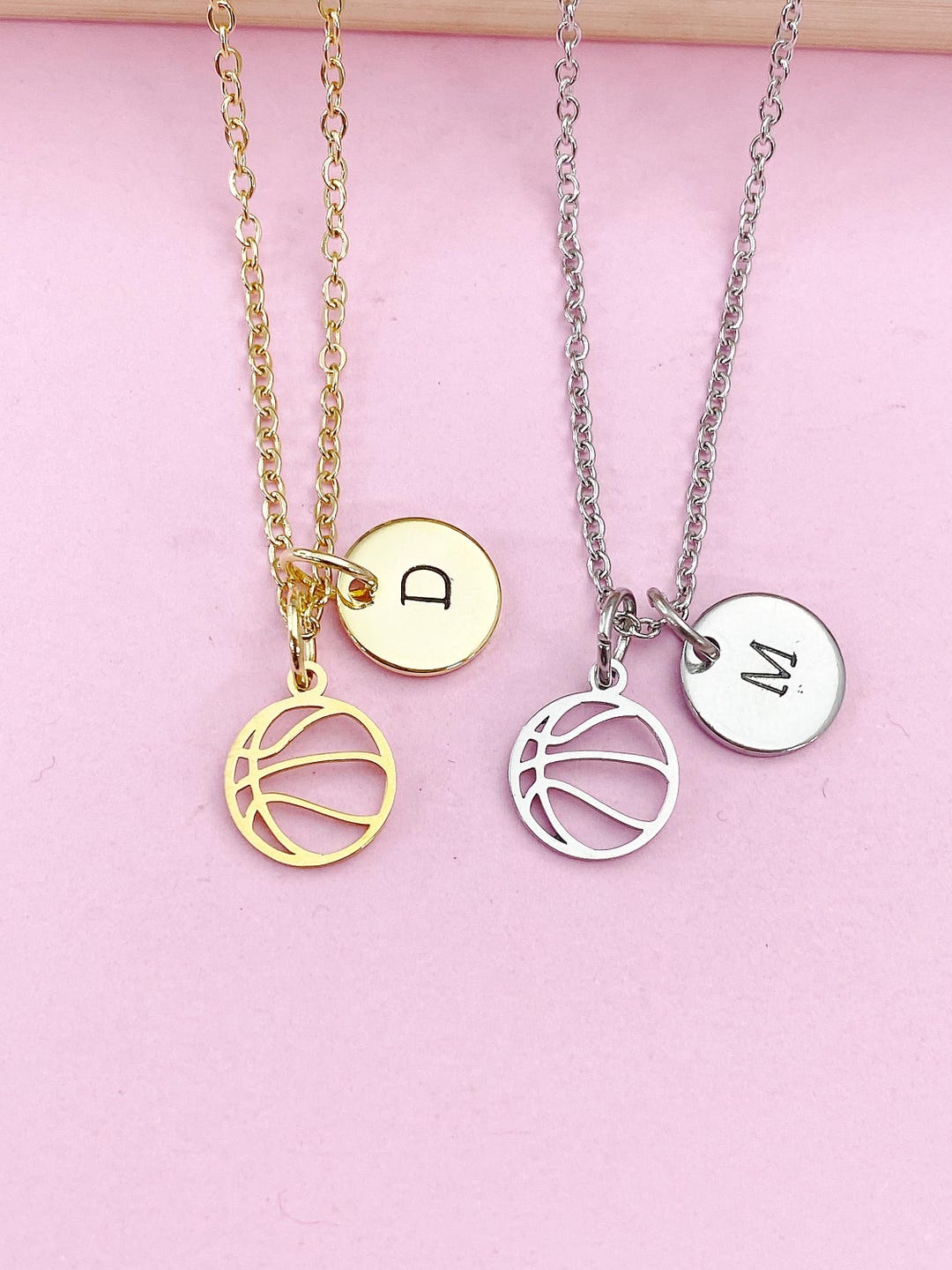 Gold or Silver Basketball Charm Necklace, N5783 - Etsy