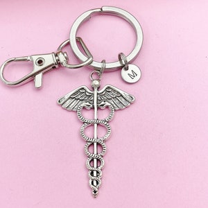 Silver Caduceus Charm Keychain Doctor Nurse Medical School Student Gift ...