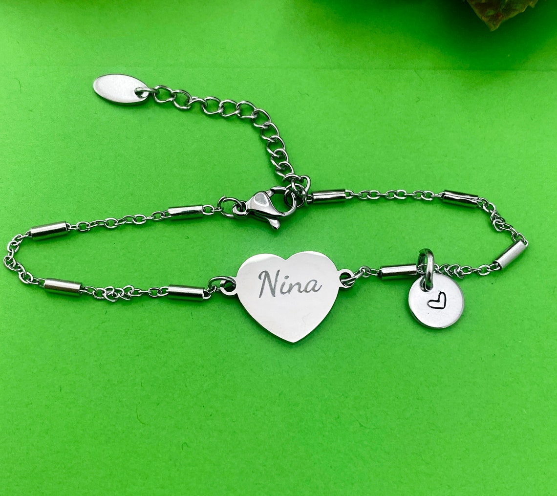 Best Christmas Gift for Nina, Nina Bracelet, Stainless Steel Heart ...