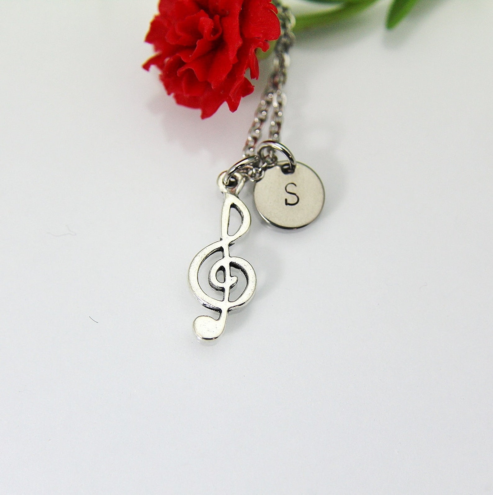 Treble Clef Necklace Treble Clef Charm Music Necklace Music - Etsy
