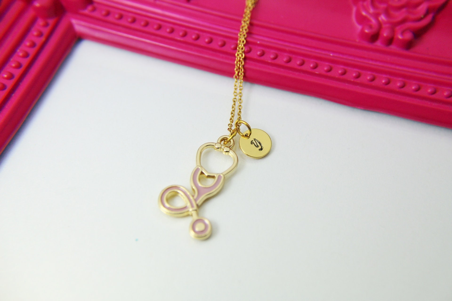 Stethoscope Necklace Gold Stethoscope Charm Necklace | Etsy