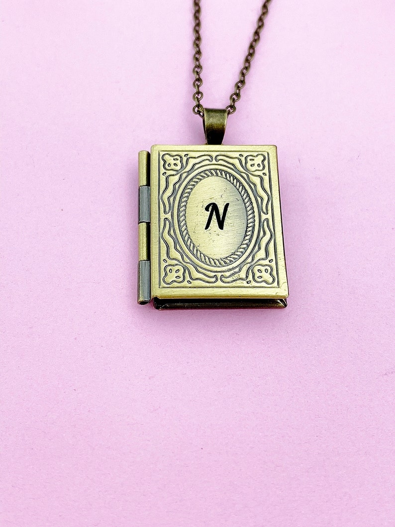 Miniature Book Locket Necklace, Personalized Customized Monogram Made ...