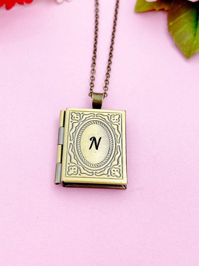 Miniature Book Locket Necklace, Personalized Customized Monogram Made ...