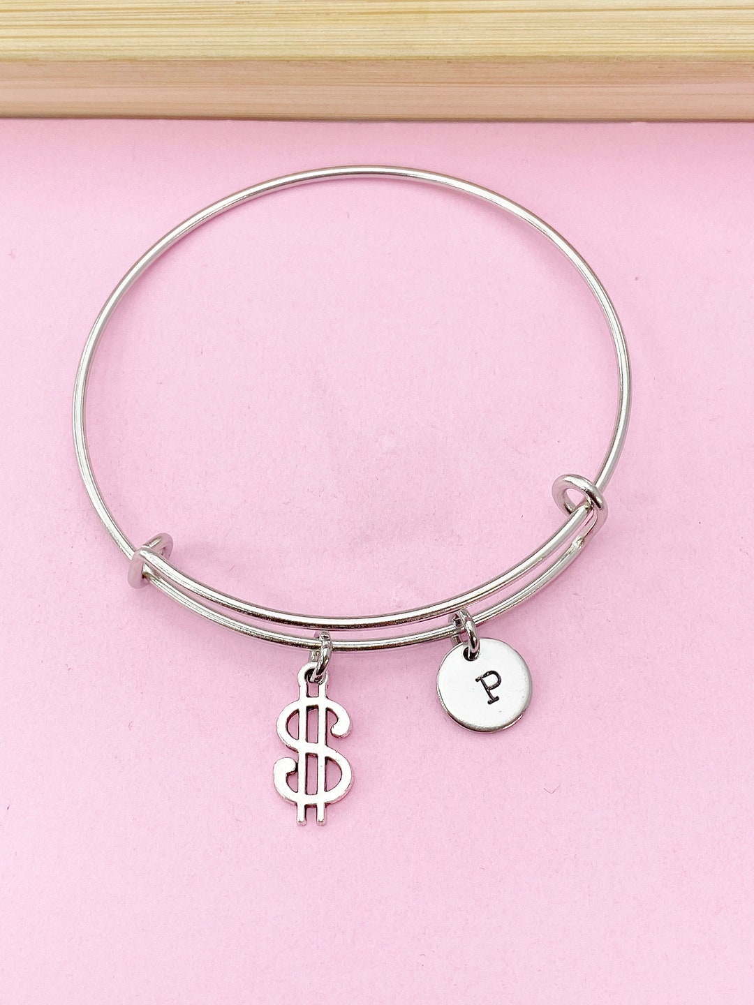 Silver Money Dollar Sign Charm Bracelet, Money Dollar Symbol Rich ...
